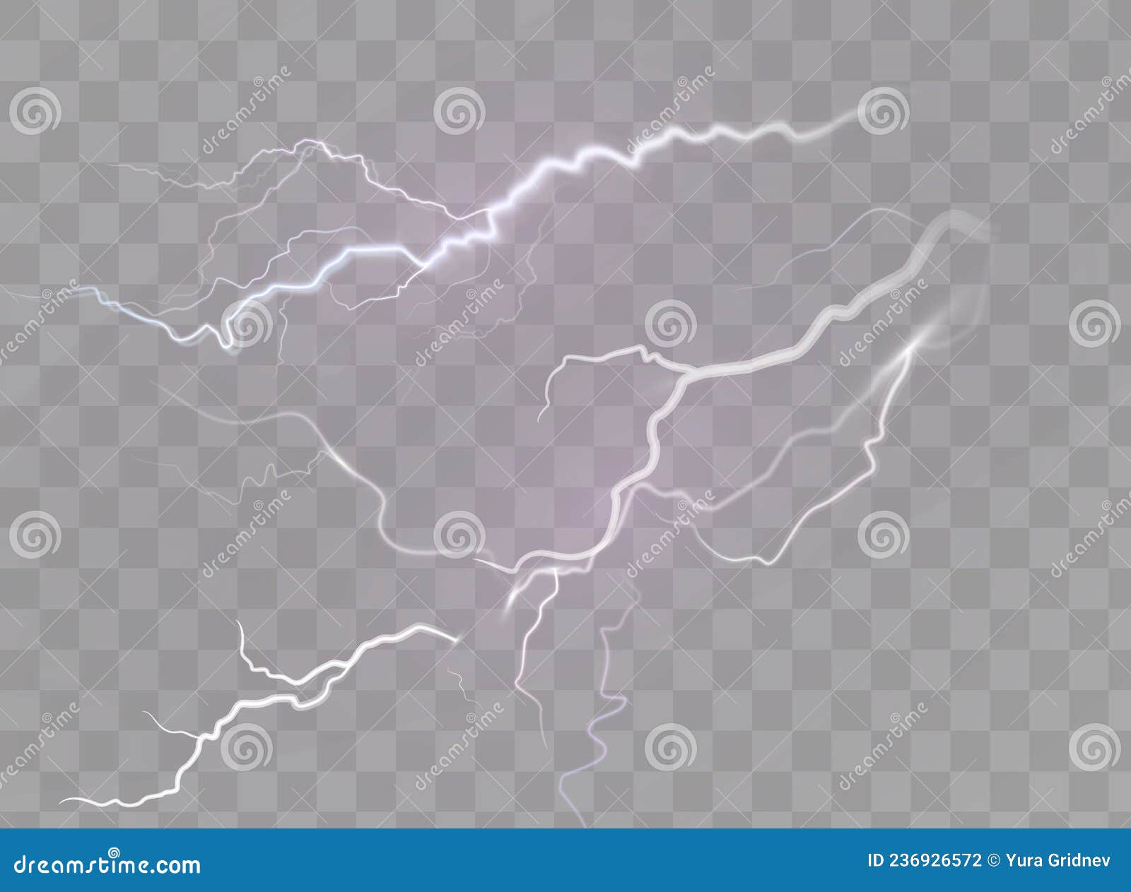 A Set of Lightning Magic and Bright Light Effects. Vector Illustration ...
