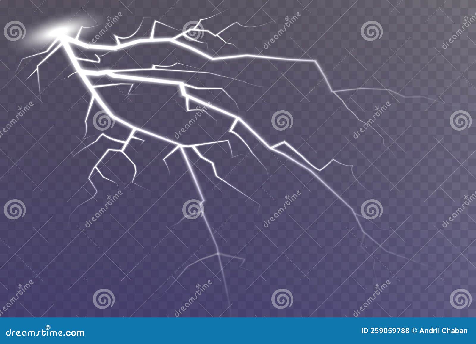 Set of Lightning Magical and Bright Light Effect. Thunderstorm with ...