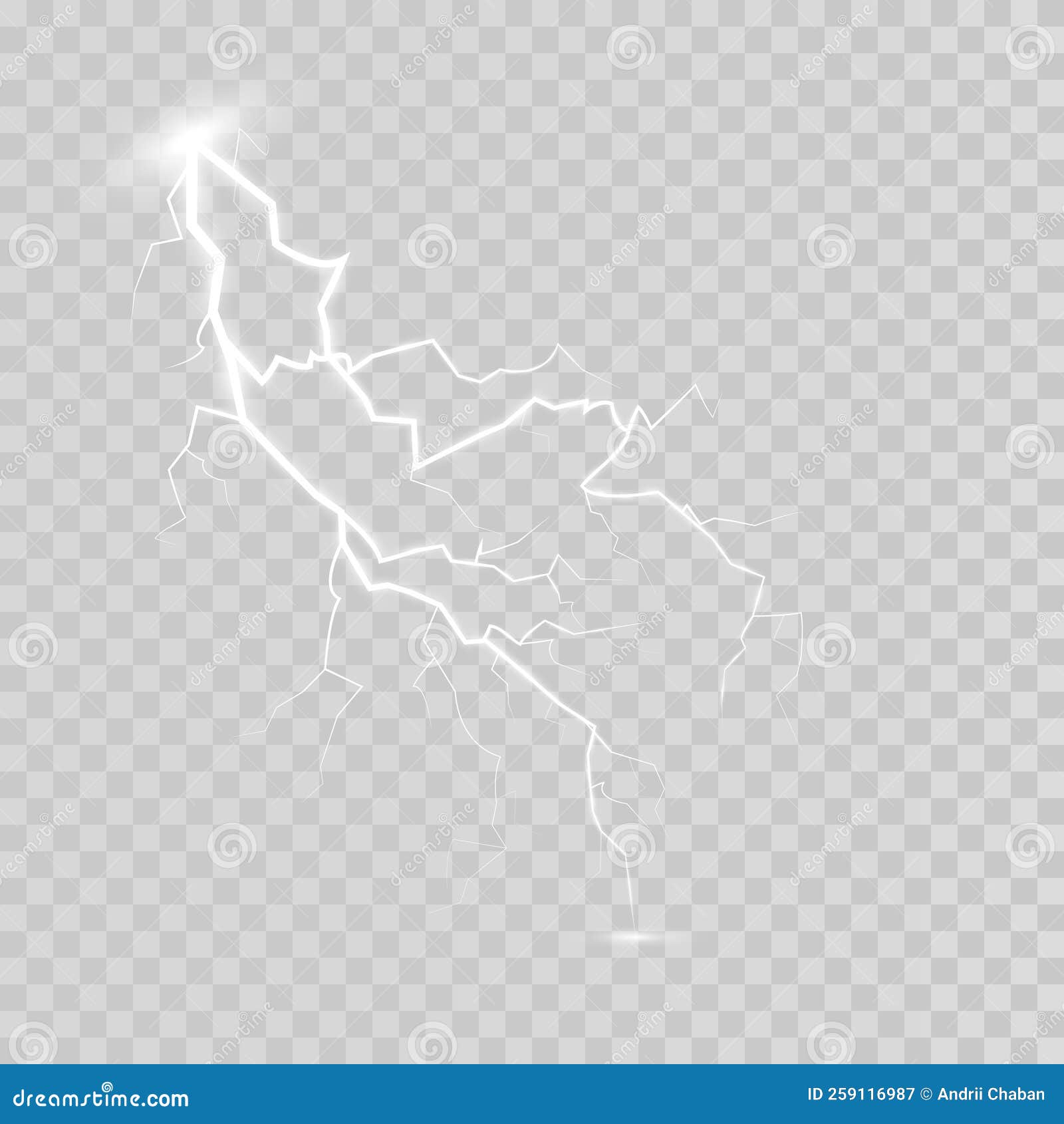 Set of Lightning Magical and Bright Light Effect. Thunderstorm with ...