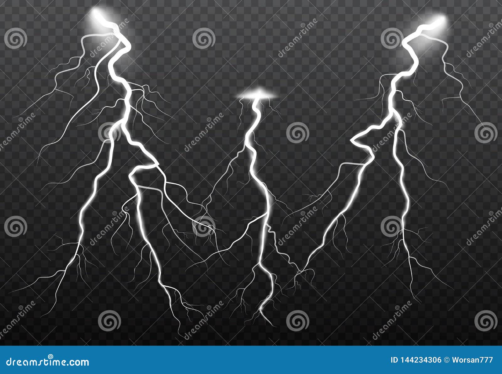 Set of Lightning and Thunder Bolt, Storm and Lightnings Glow Effects ...