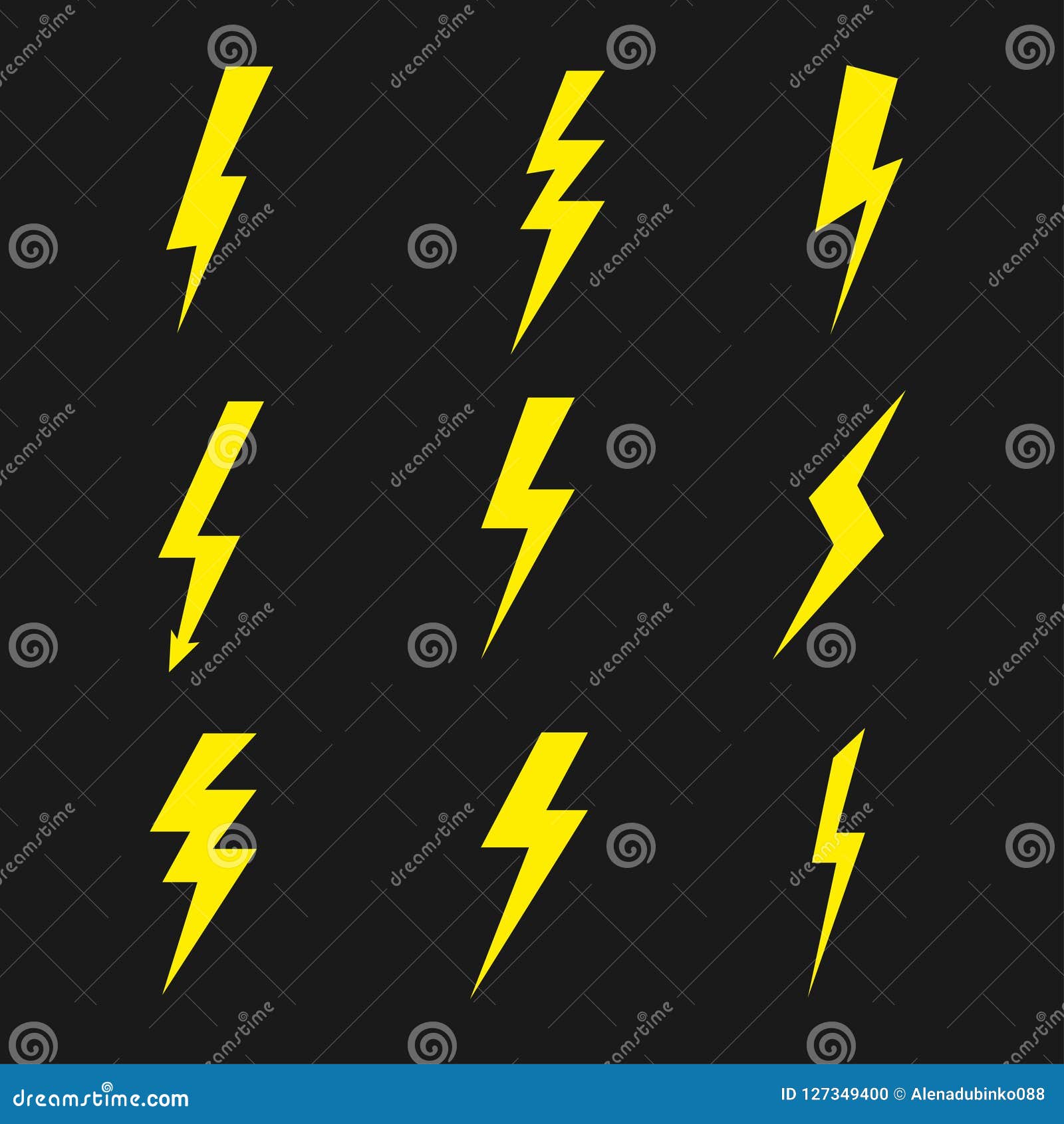 Set of Lightning. Thunder or Storm Symbol Stock Vector - Illustration ...