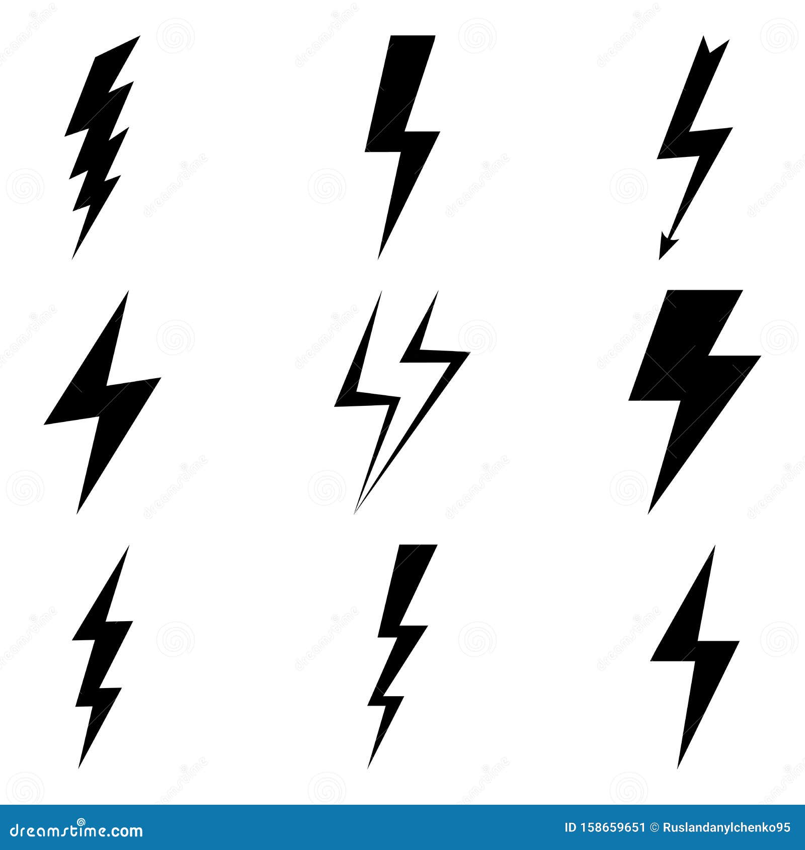 Set the Lightning. Thunderstorm, Lightning Strike. Vector Illustration ...