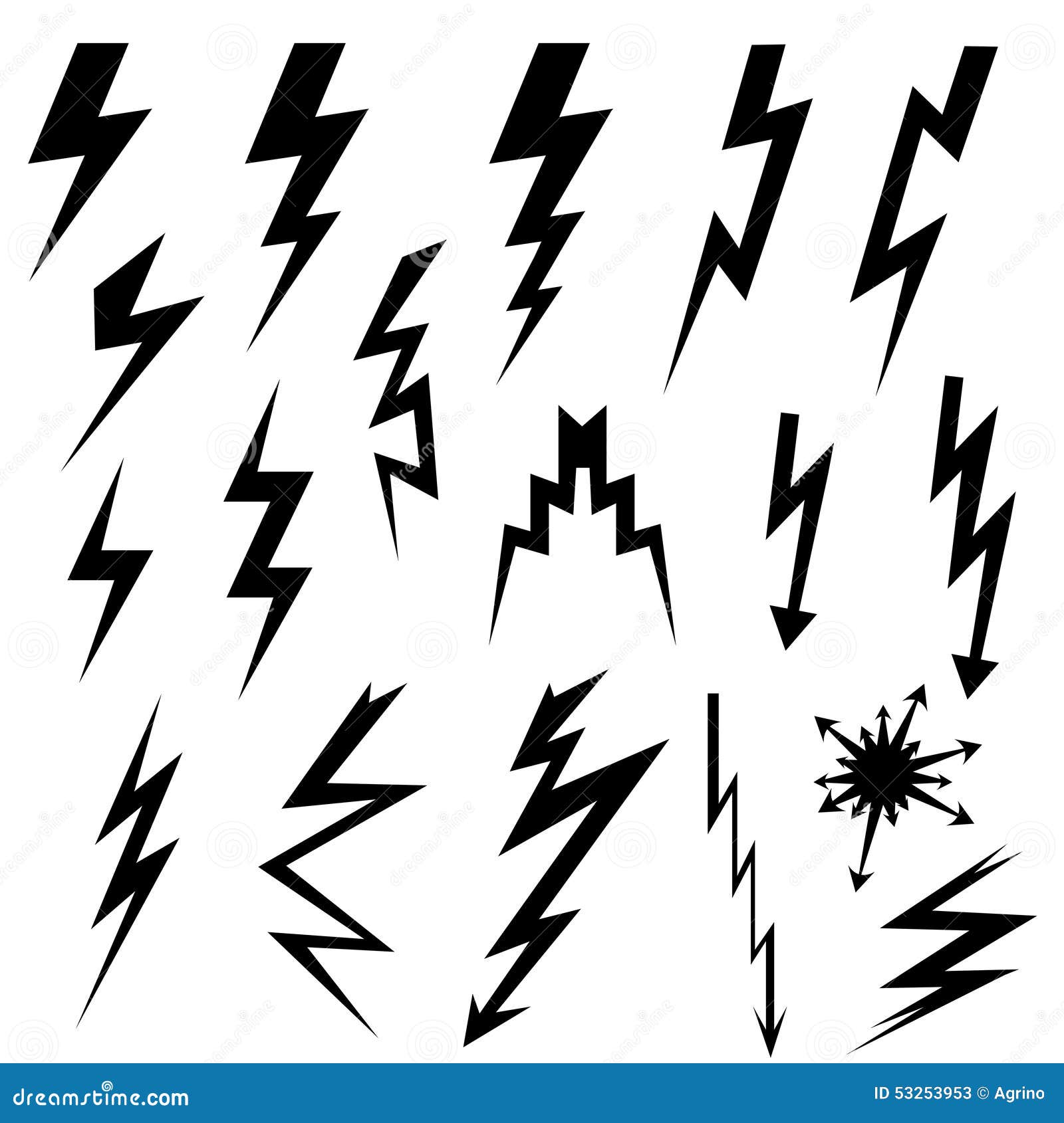 Set of lightning stock vector. Illustration of powerful - 53253953