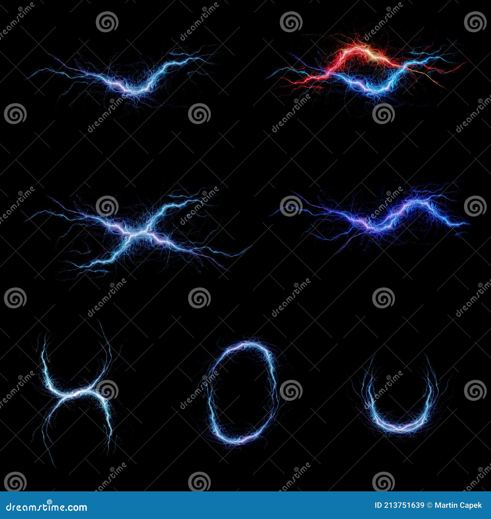 Set of Lightnings, Electrical Elements Stock Illustration ...