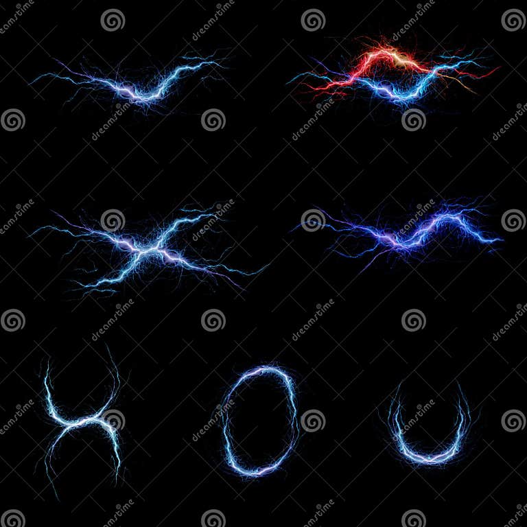 Set of Lightnings, Electrical Elements Stock Illustration ...