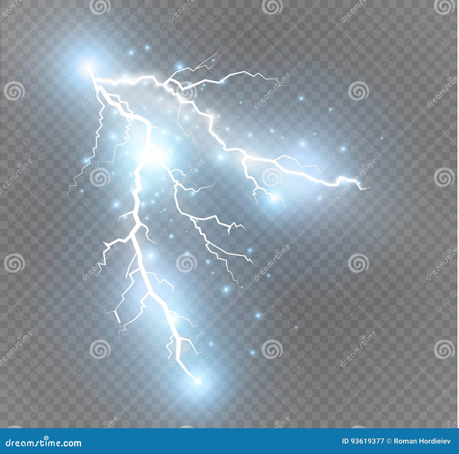 Set of Lightnings. Magic and Bright Lighting Effects Stock Illustration ...