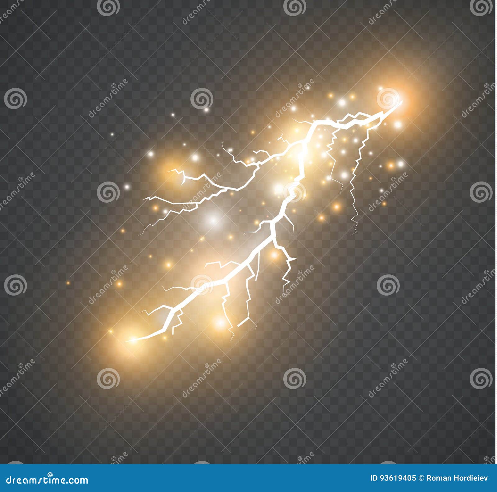 Set of Lightnings. Magic and Bright Lighting Effects Stock Illustration ...