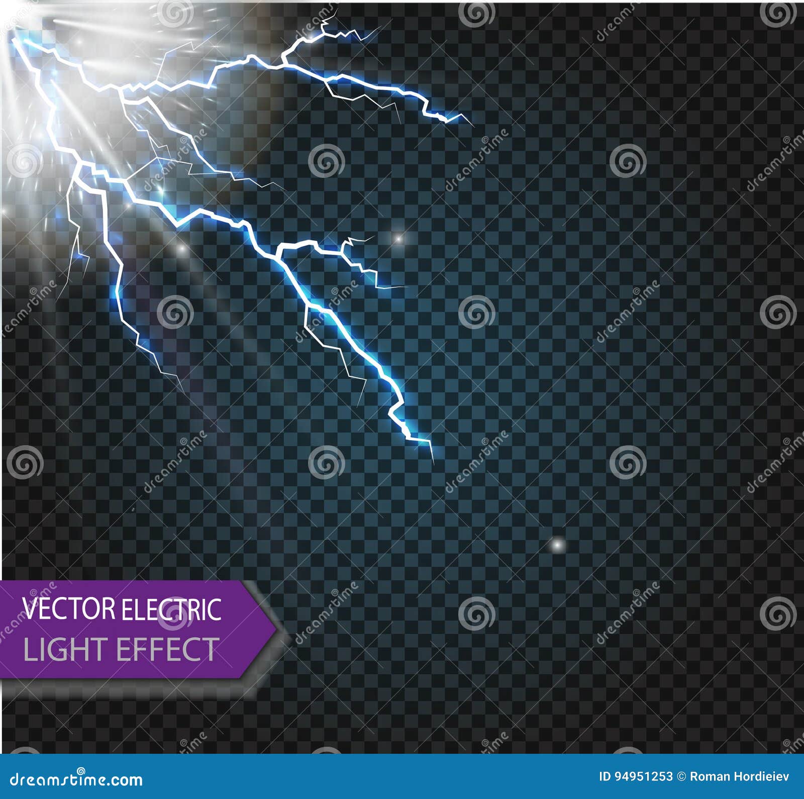 Set of Lightnings. Magic and Bright Lighting Effects Stock Illustration ...
