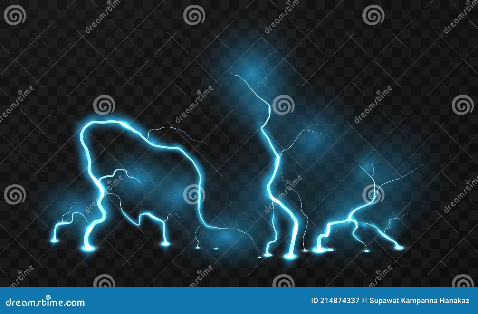 Set of Lightnings Storm and Lightnings. Magic and Bright Stock Vector ...
