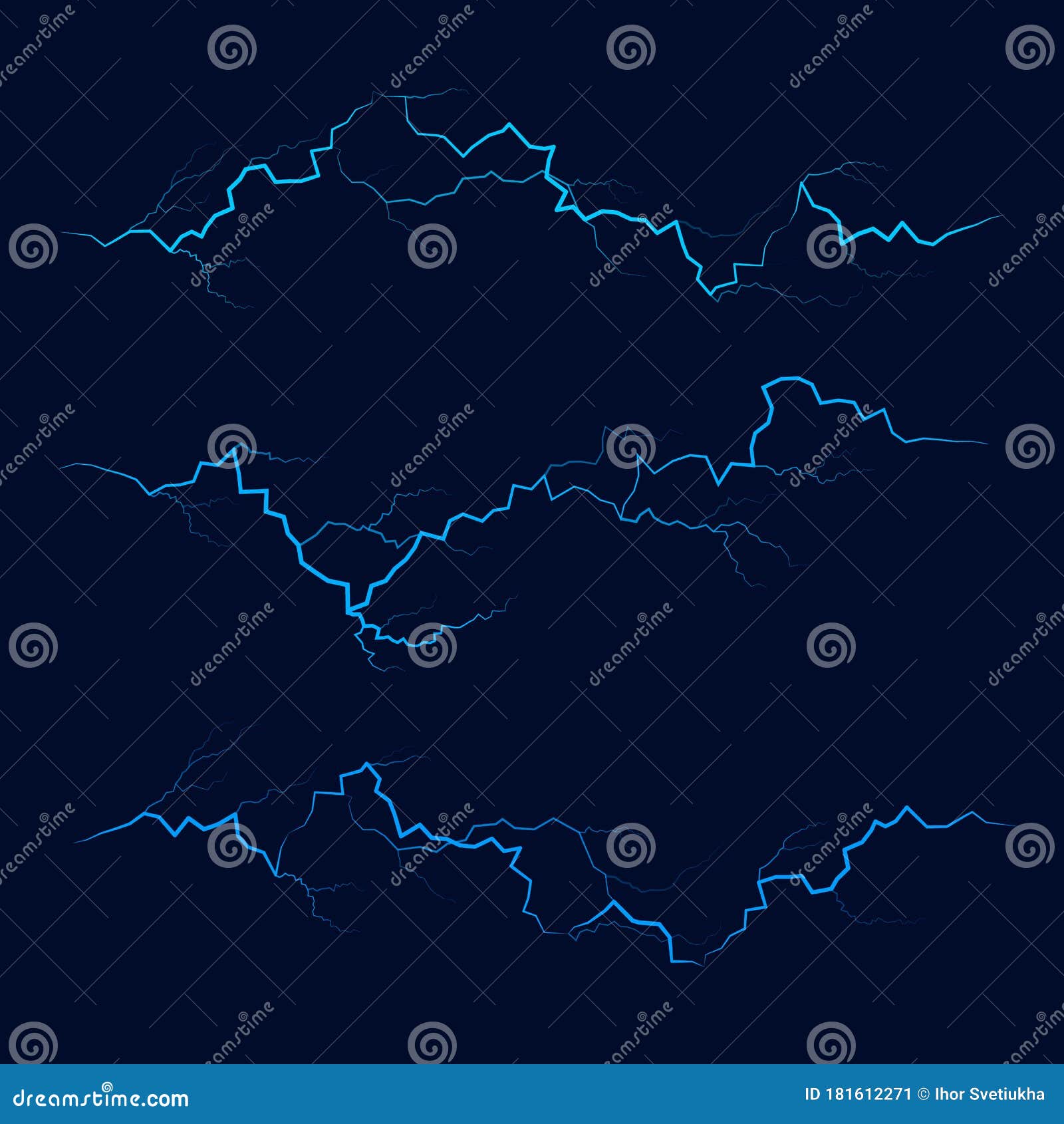 Set Of Lightnings. Thunderbolt Effect. Bright Power Electrical Strike ...