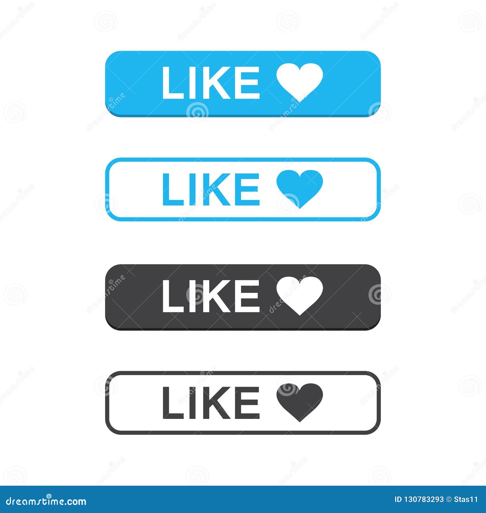 Set of Like Button Icon in a Flat Design Stock Vector - Illustration of ...