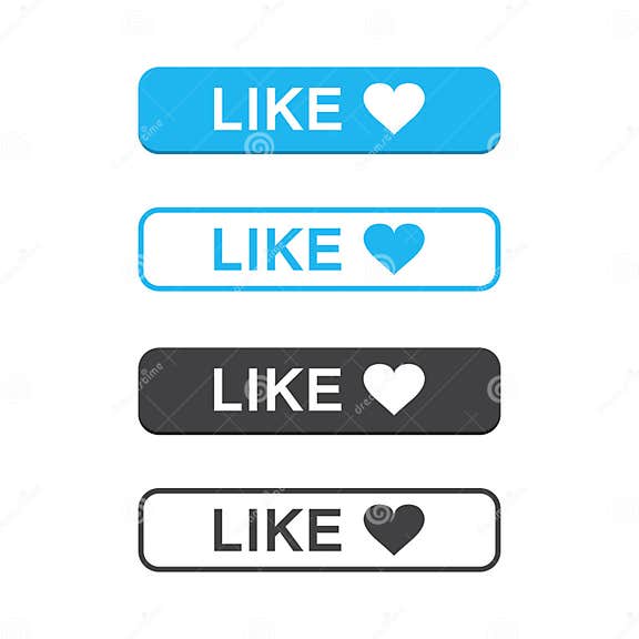 Set of Like Button Icon in a Flat Design Stock Vector - Illustration of ...