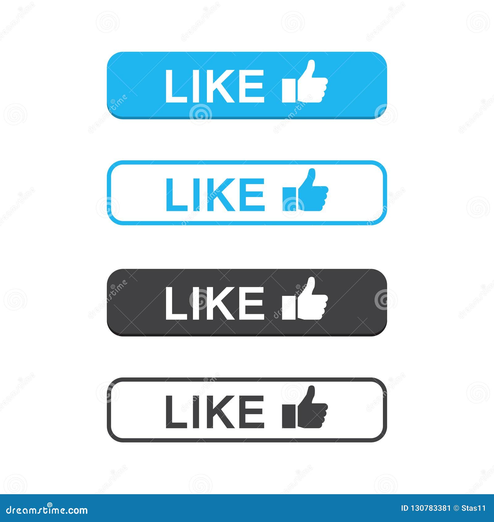Set of Like Button Icon in a Flat Design Stock Vector - Illustration of ...