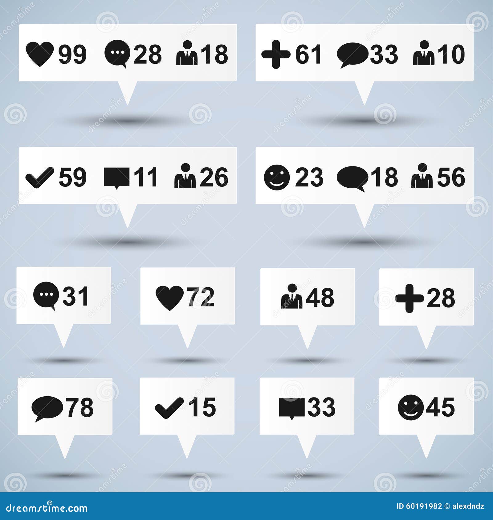 Set of Like, Follower, Comment Icons Stock Vector - Illustration of ...