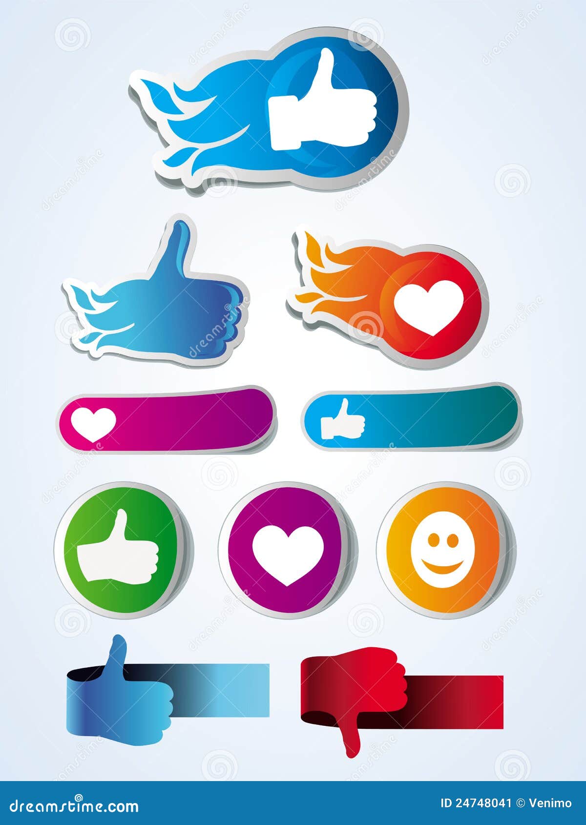 Set of like stickers stock vector. Illustration of consumer - 24748041