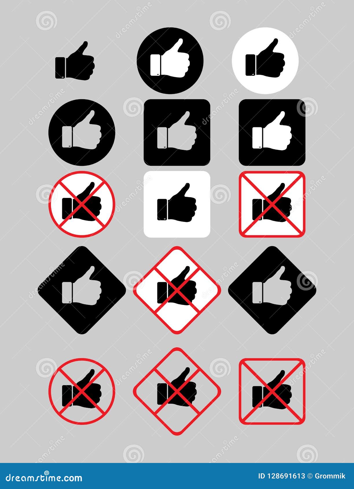 Set of Like Symbols for Websites and Applications Stock Illustration ...