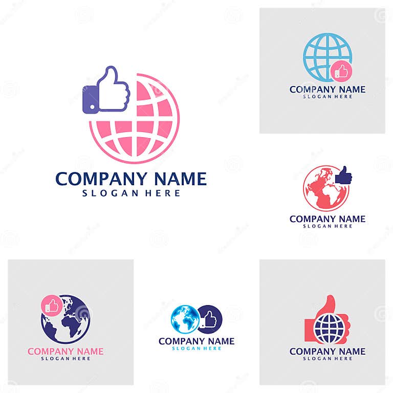Set of Like World Logo Design Vector. Good World Logo Design Template ...