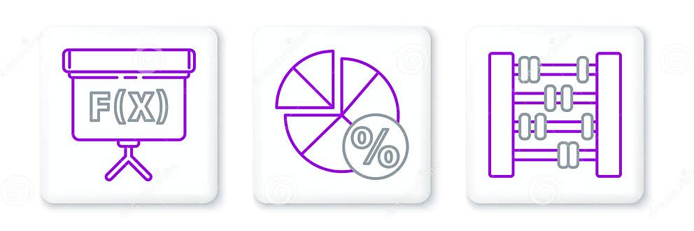 Set Line Abacus, Chalkboard and Graph, Schedule, Chart, Diagram Icon ...
