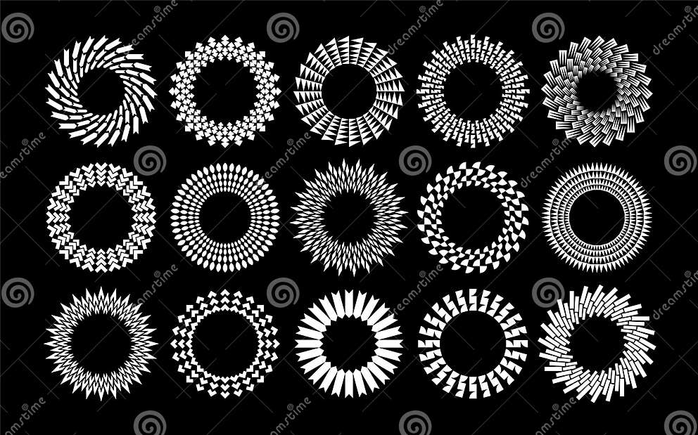 Set of Line Abstract Circle Frame Logo Design. Digital Line Circle ...