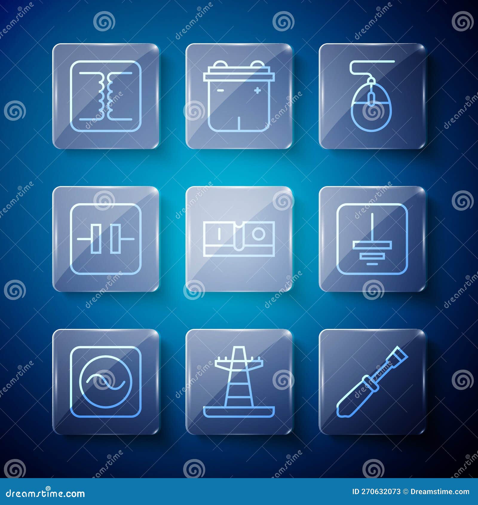 Set Line AC Voltage Source, Electric Tower Line, Screwdriver, Computer ...