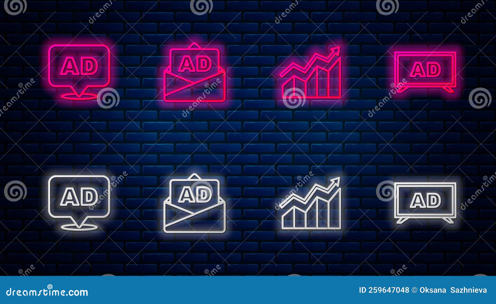 Set Line Advertising, Financial Growth Increase, and . Glowing Neon ...