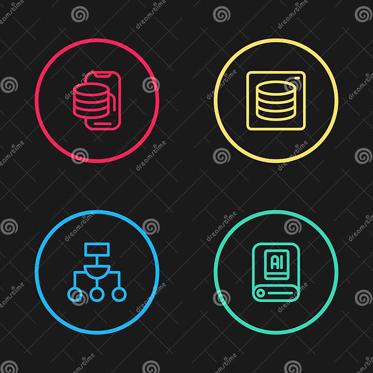 Set Line Algorithm, Artificial Intelligence AI, Server, Data and Cloud Technology Data Transfer ...