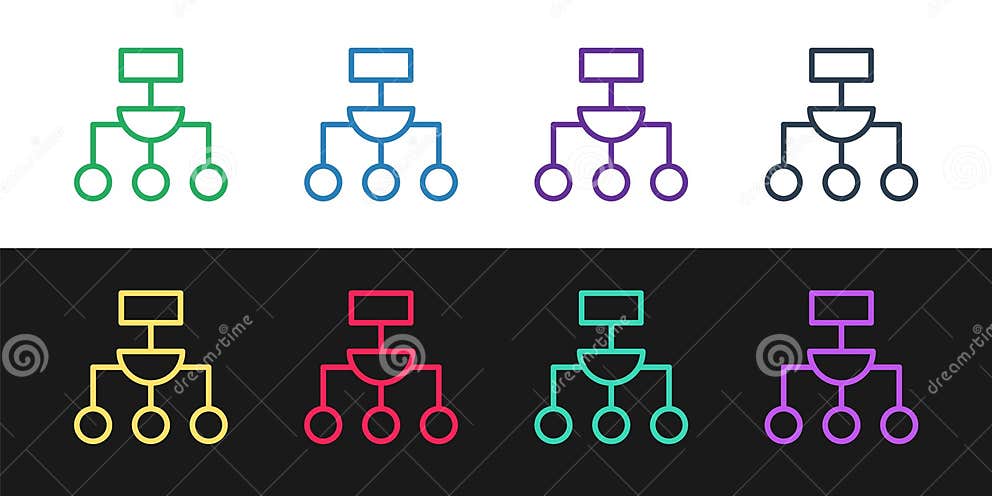 Set Line Algorithm Icon Isolated On Black And White Background Algorithm Symbol Design From 5294