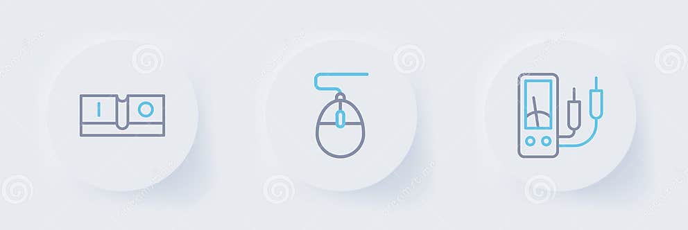 Set Line Ampere Meter, Multimeter, Computer Mouse and Electric Light ...