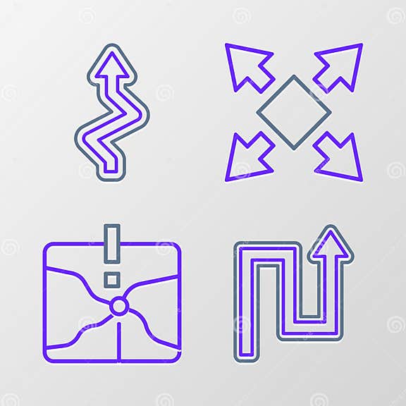 Set Line Arrow, Intersection Point, Many Ways Directional Arrow and ...