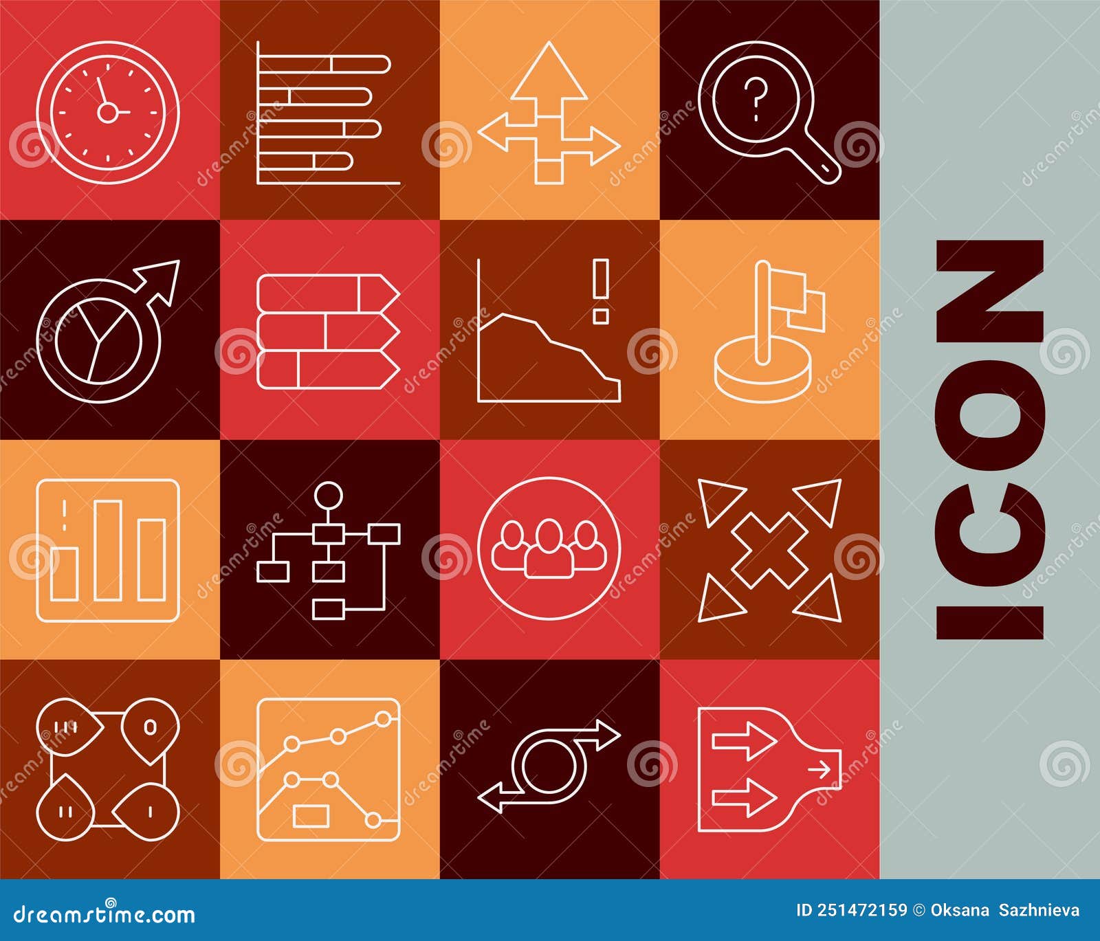 Set Line Arrow, Many Ways Directional Arrow, Flag, Pie Chart Infographic, Financial Growth ...