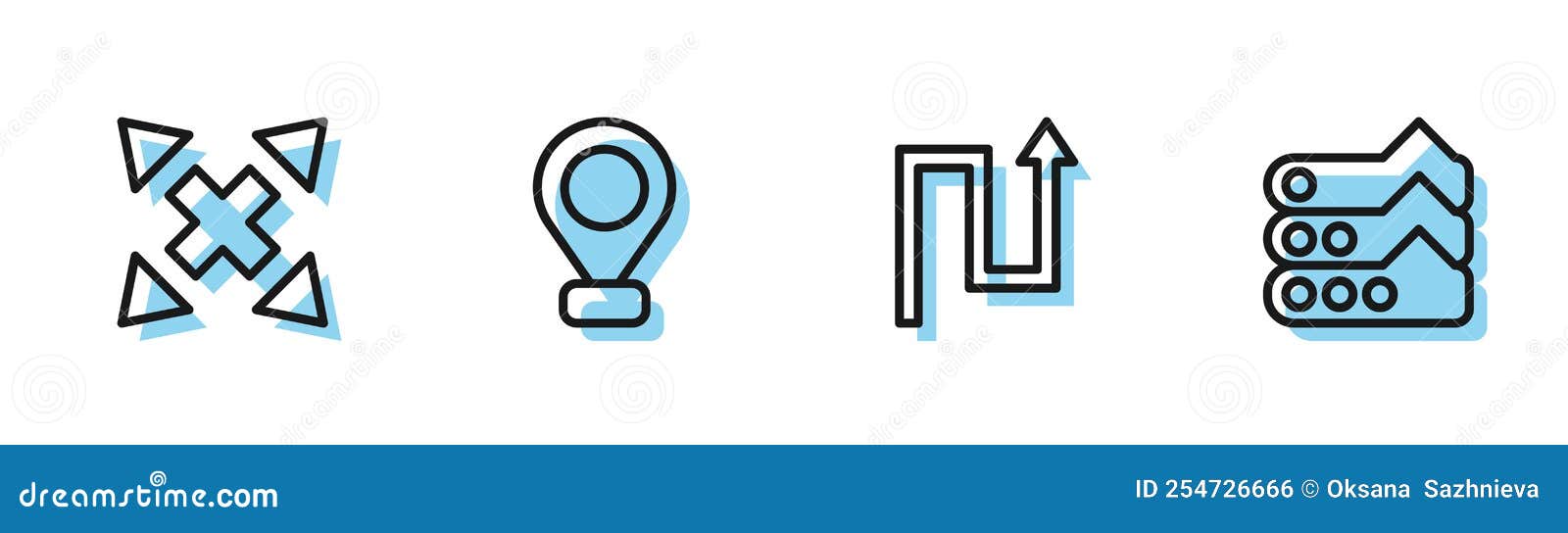 Set Line Arrow, Many Ways Directional Arrow, Location and Graph, Chart, Diagram Icon. Vector ...