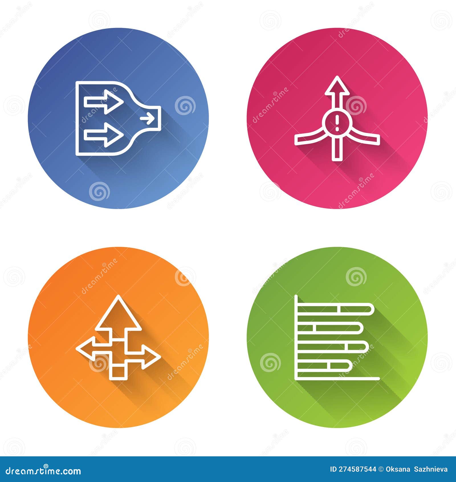 Set Line Arrow, , and Pie Chart Infographic. Color Circle Button Stock ...
