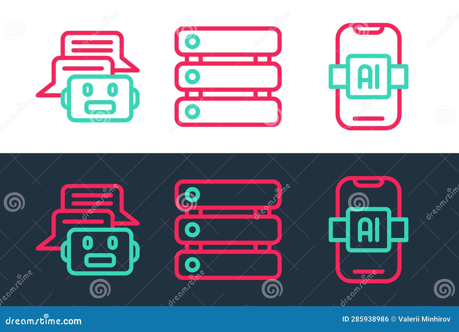 Set Line Artificial Intelligence AI, Chat Bot and Server, Data Icon ... Set Line Artificial Intelligence AI, Chat Bot and Server, Data Icon ...