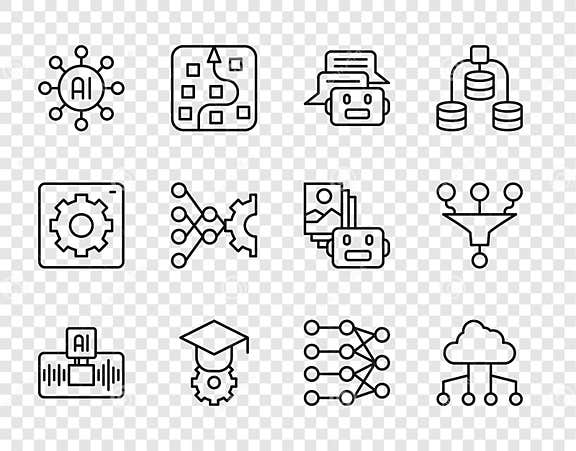 Set Line Artificial Intelligence AI, Network Cloud Connection, Chat Bot ...