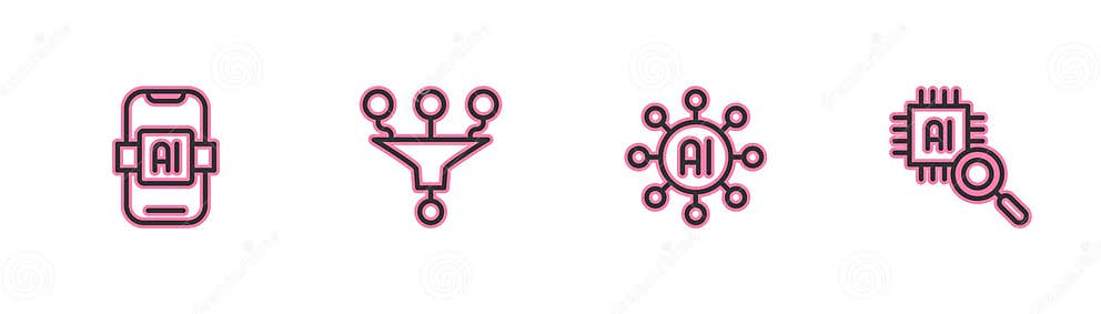 Set Line Artificial Intelligence AI, Neural Network, Funnel Filter and ... Set Line Artificial Intelligence AI, Neural Network, Funnel Filter and ...