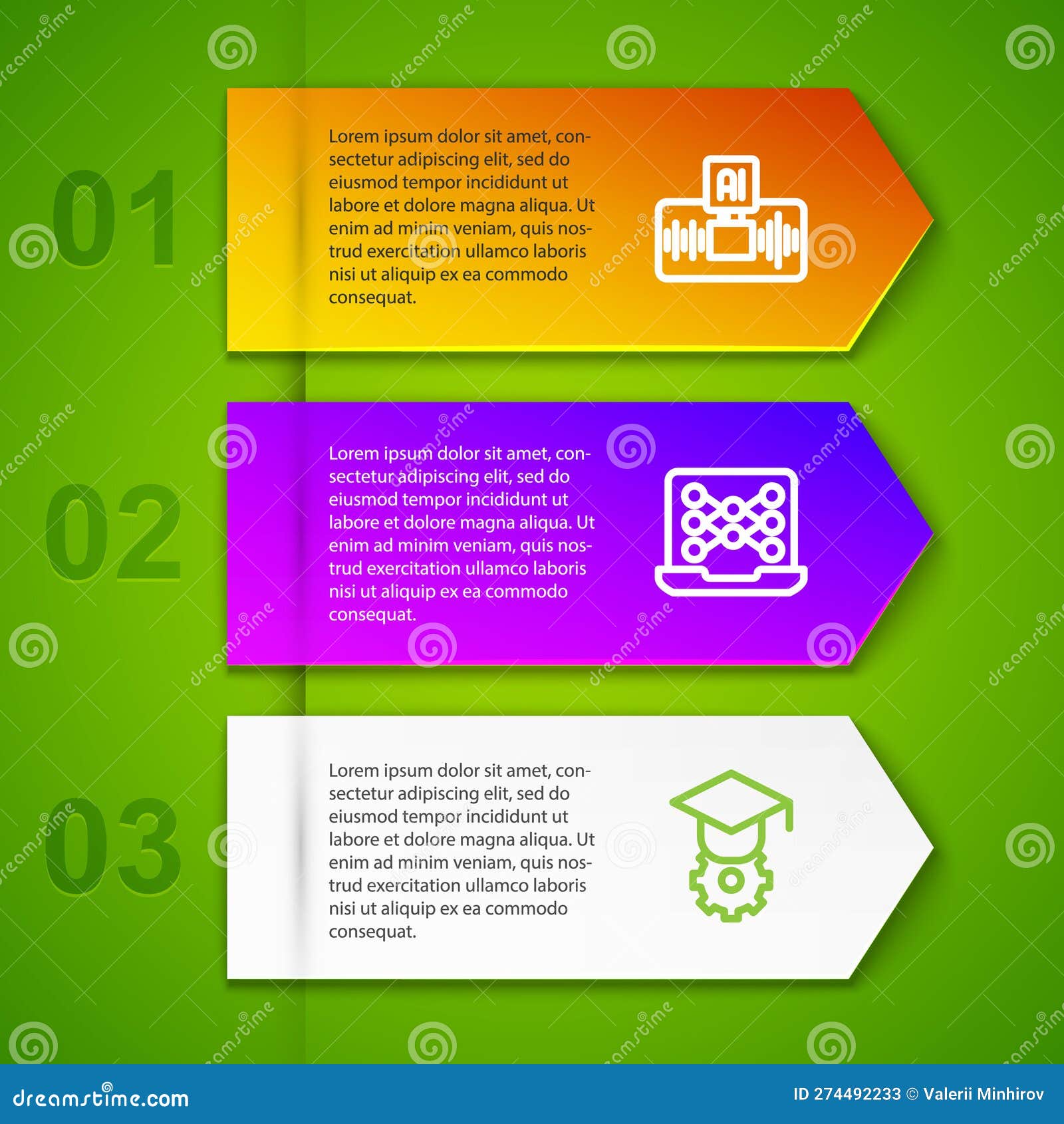 Set Line Artificial Intelligence AI, Neural Network and Graduation Cap. Business Infographic ...