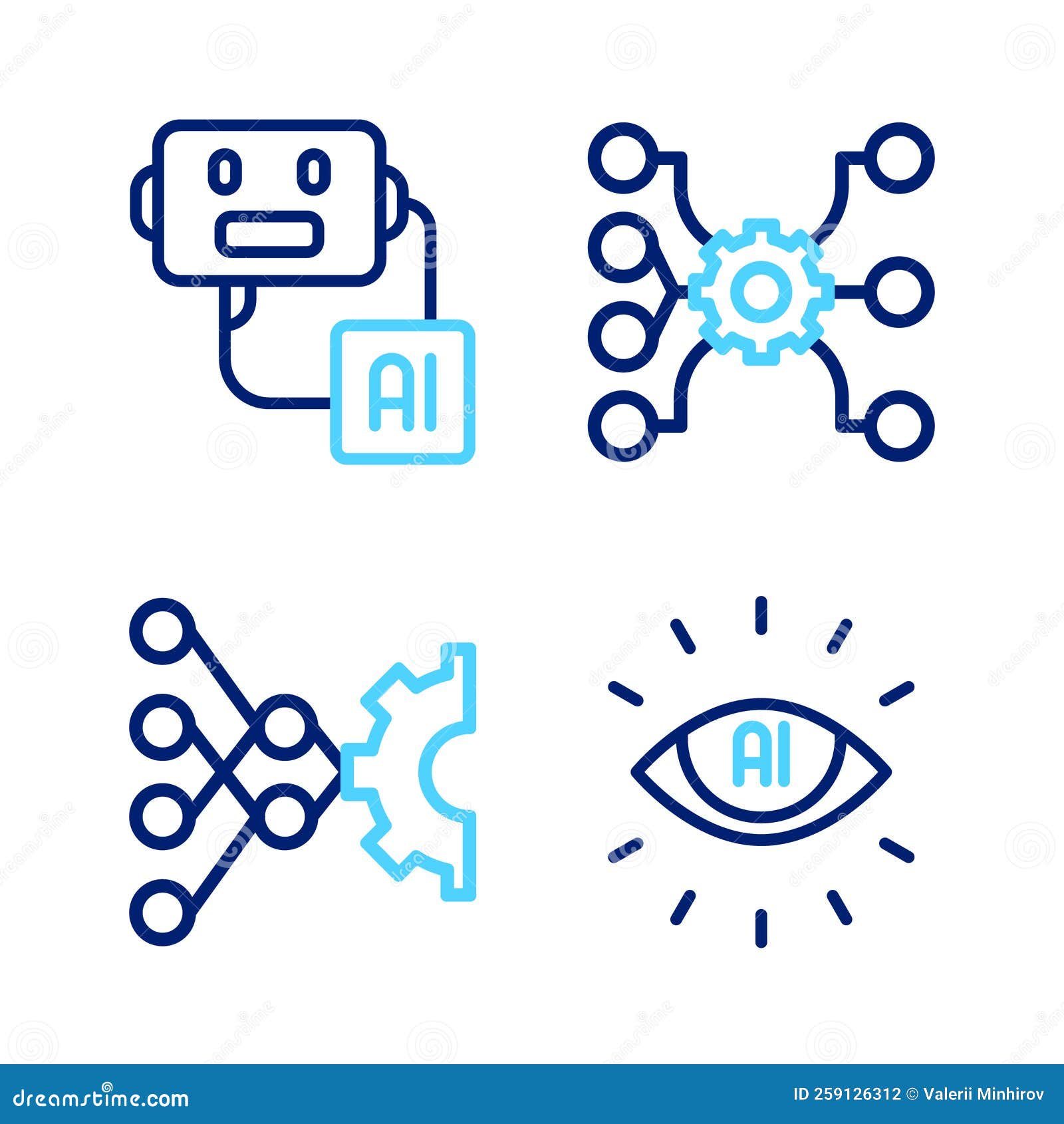 Set Line Artificial Intelligence AI, Neural Network, and Robot Icon ... Set Line Artificial Intelligence AI, Neural Network, and Robot Icon ...