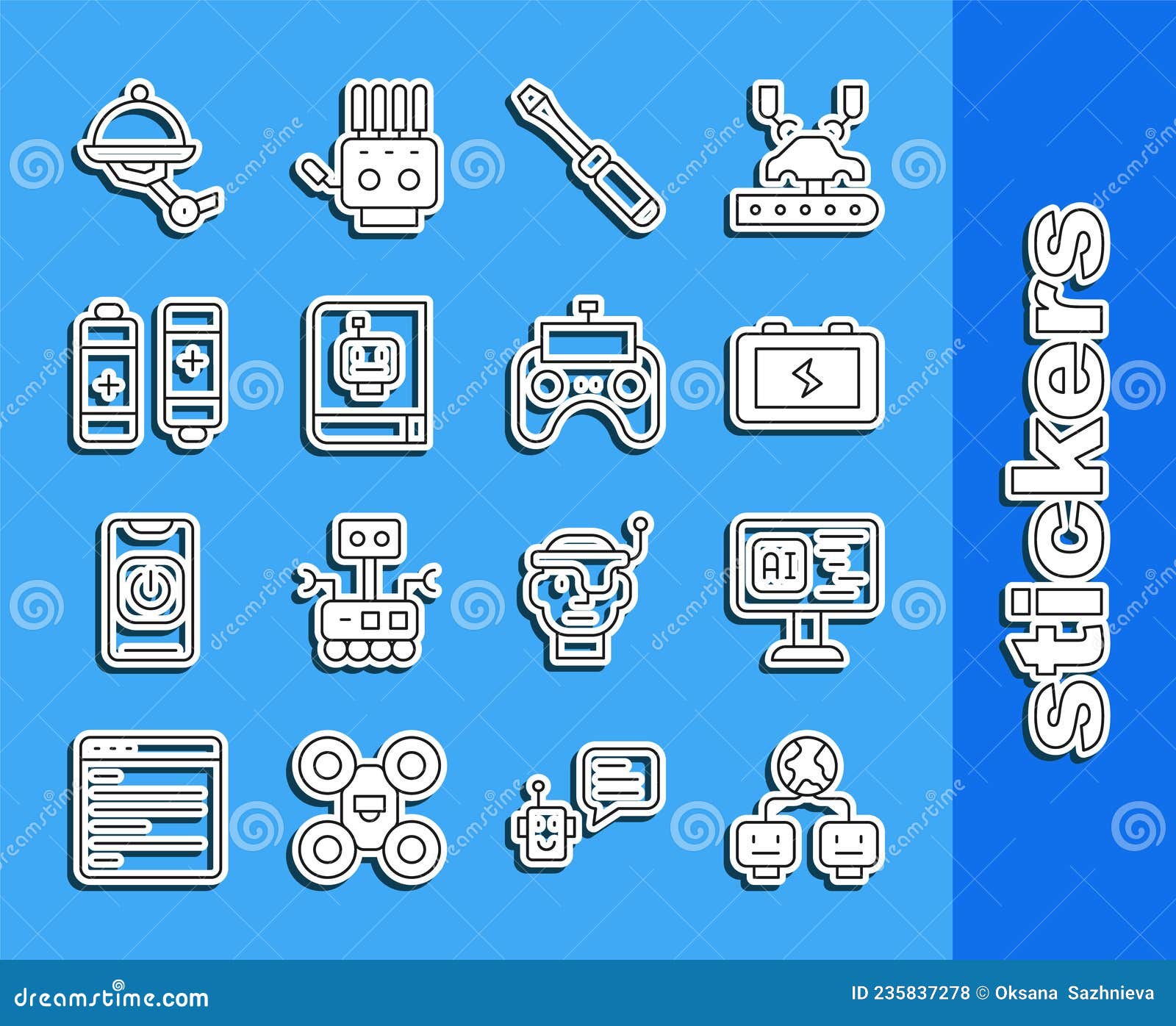 Set Line Artificial Intelligence, Software, Battery, Screwdriver, User ... Set Line Artificial Intelligence, Software, Battery, Screwdriver, User ...