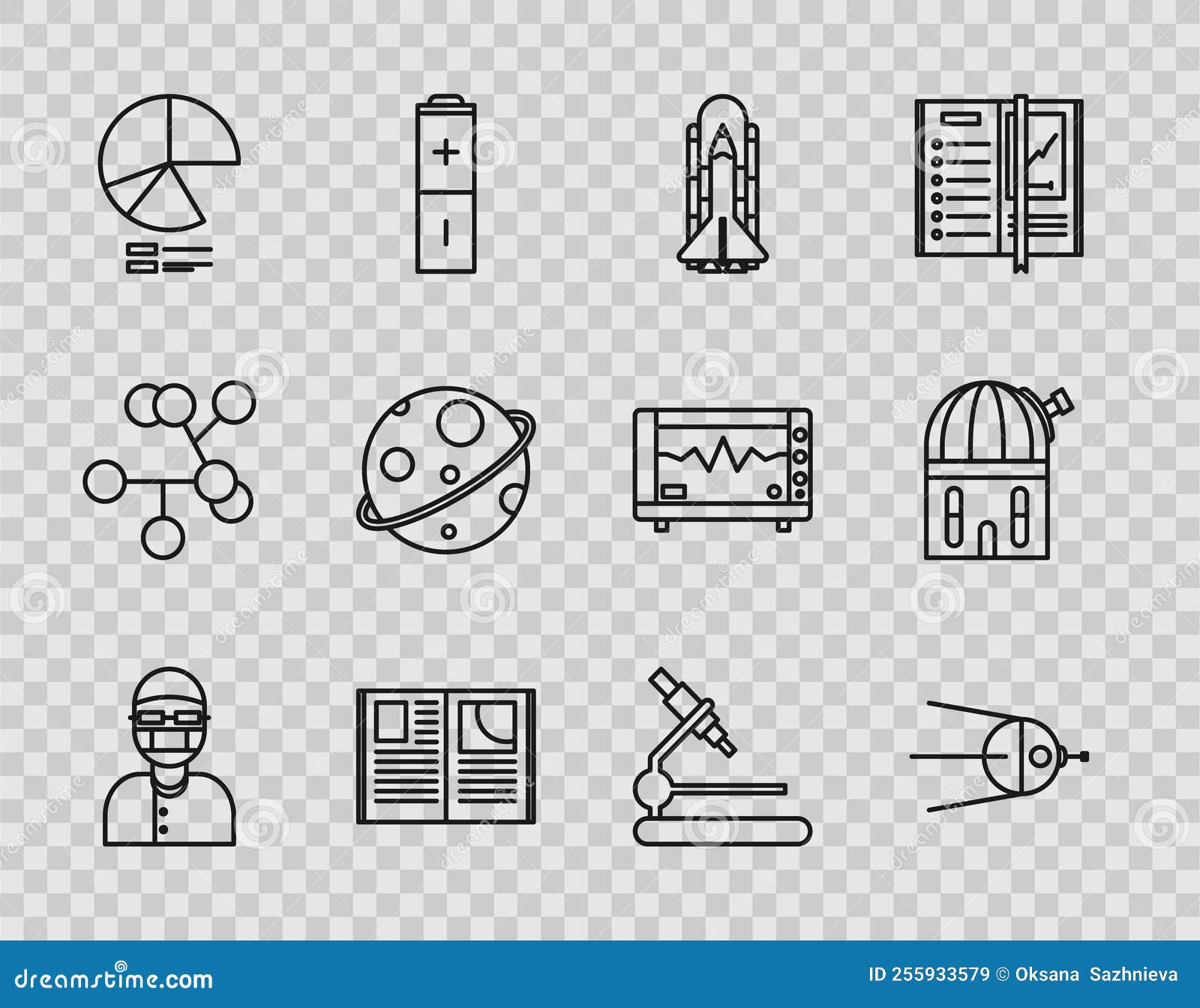 Set Line Assistant, Satellite, Space Shuttle and Rockets, Open Book ...