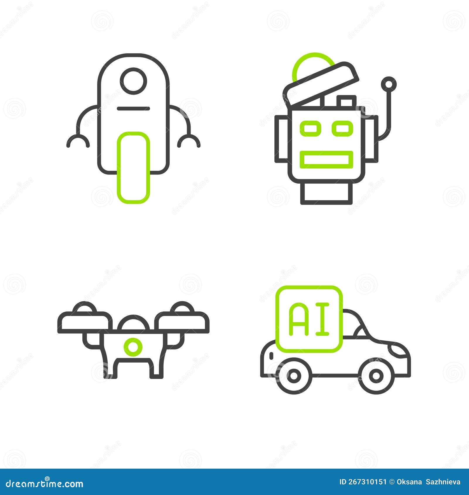 Set Line Autonomous Smart Car, Drone, Robot and Icon. Vector Stock ... Set Line Autonomous Smart Car, Drone, Robot and Icon. Vector Stock ...