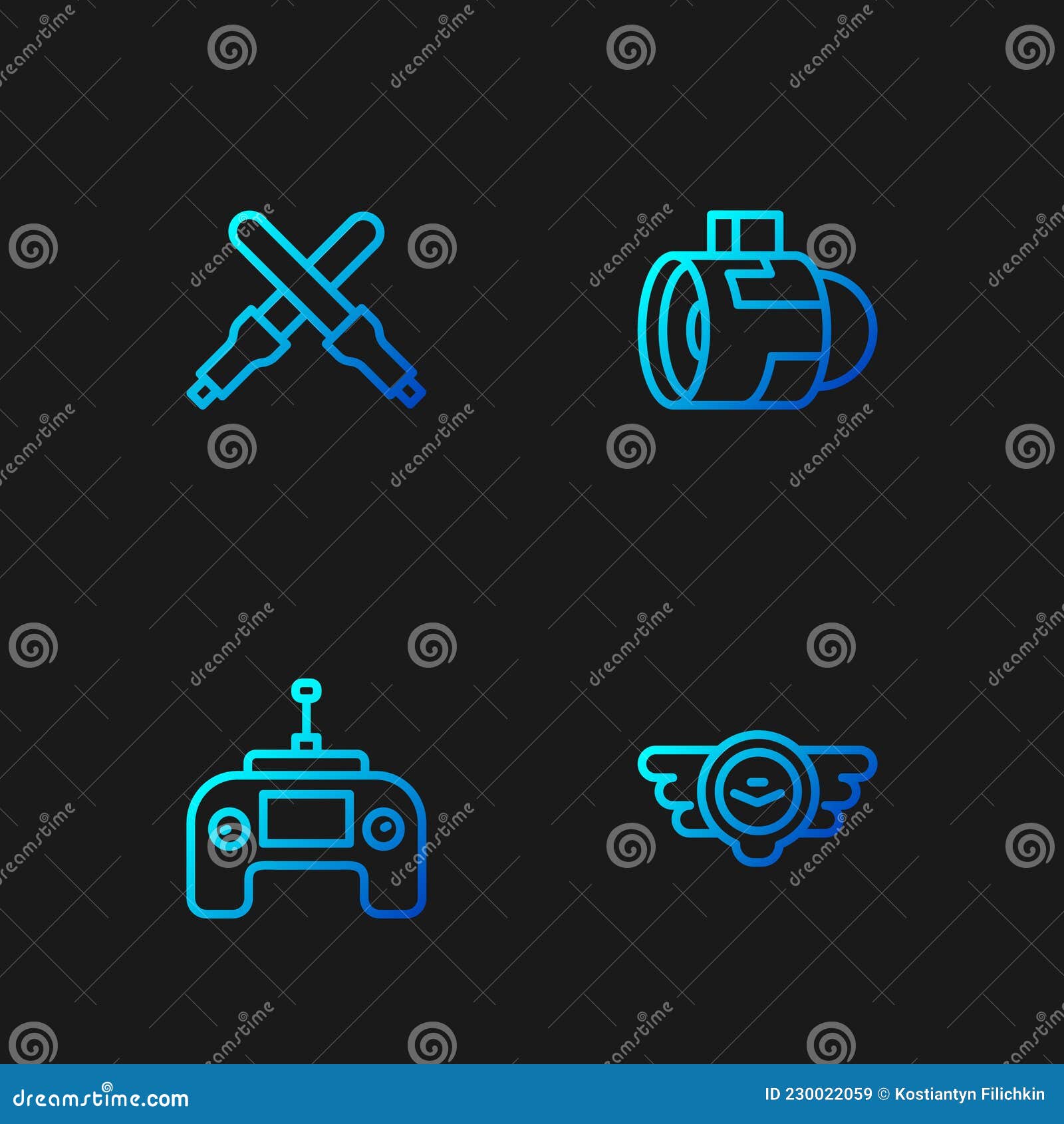 Set Line Aviation Emblem, Drone Remote Control, Marshalling Wands and ...