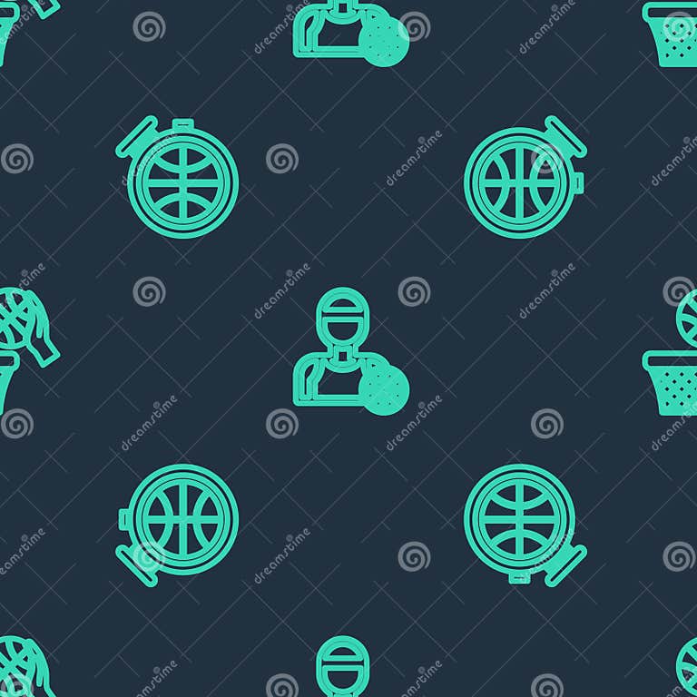 Set Line Basketball Player, Stopwatch with Basketball and and on ...