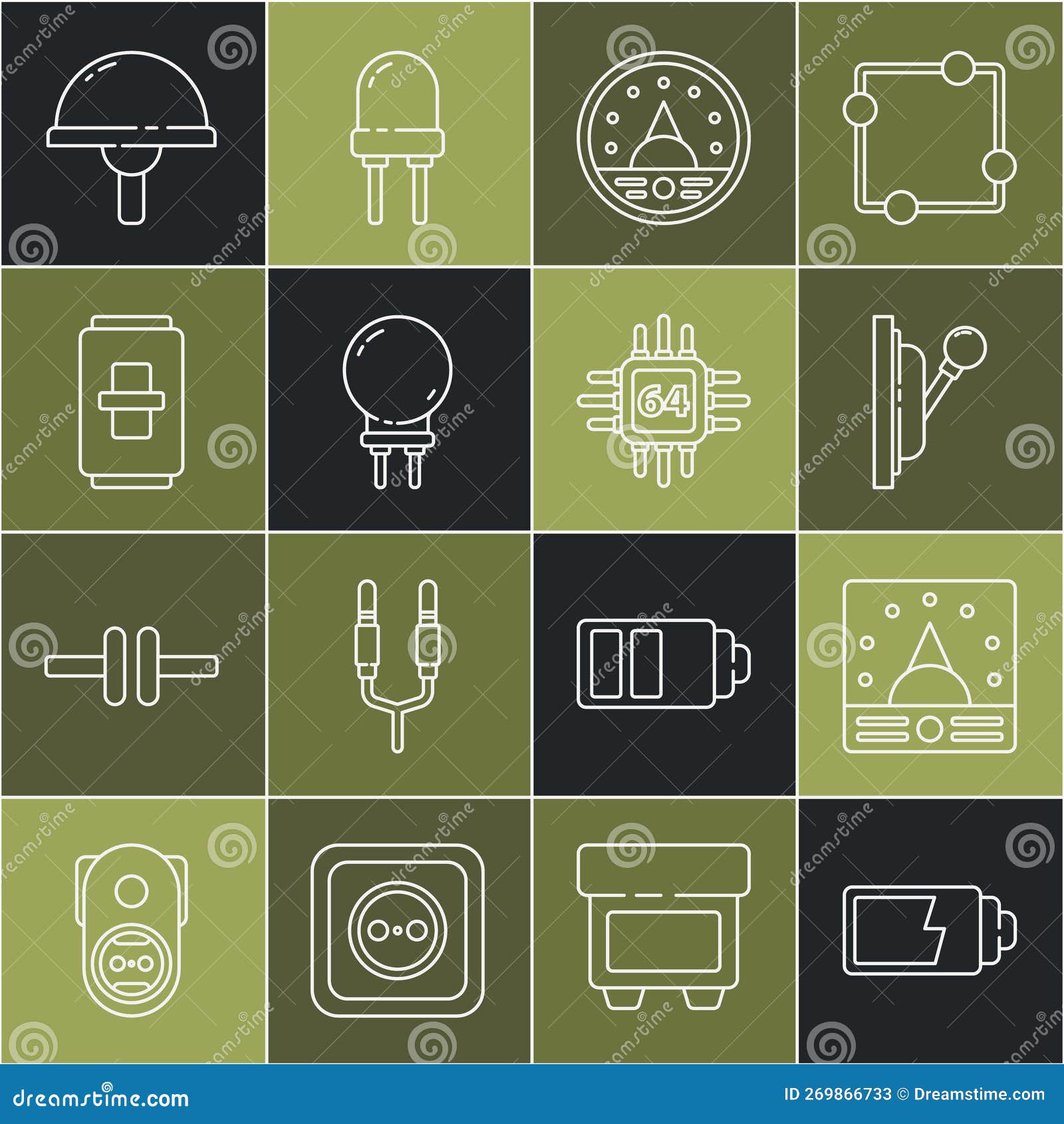 Set Line Battery Charge Level Indicator, Ampere Meter, Multimeter ...