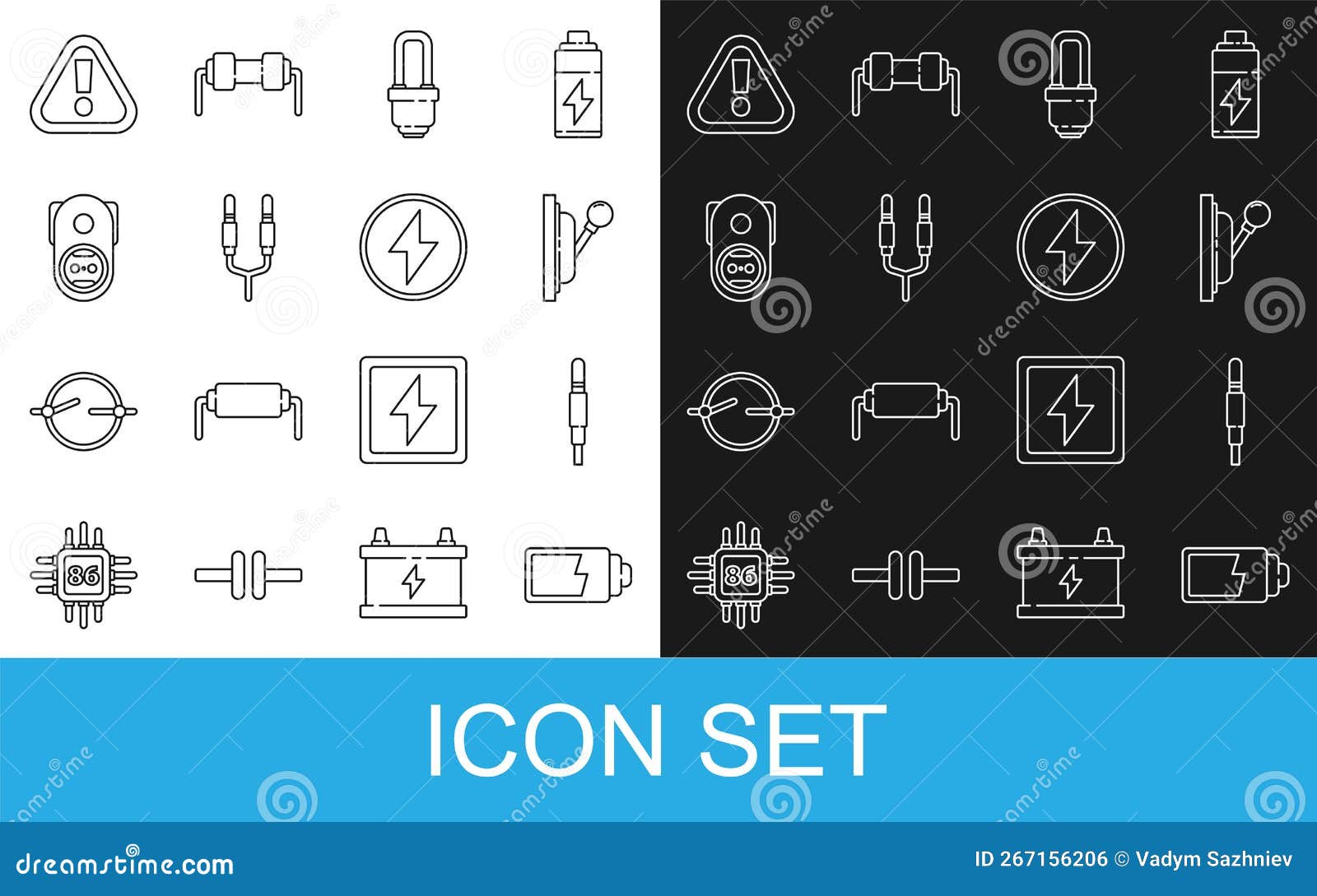 Set Line Battery Charge Level Indicator, Audio Jack, Electrical Panel ...