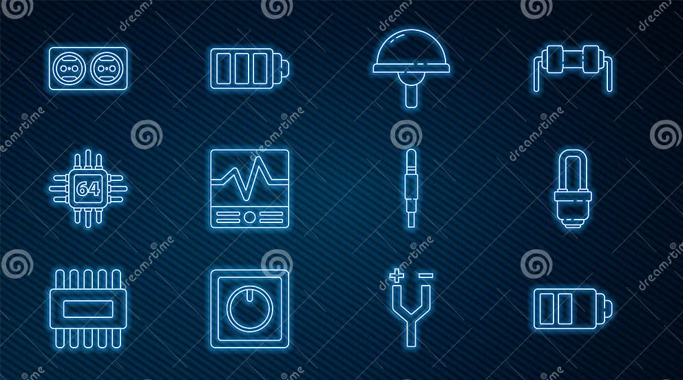 Set Line Battery Charge Level Indicator, LED Light Bulb, Light Emitting ...