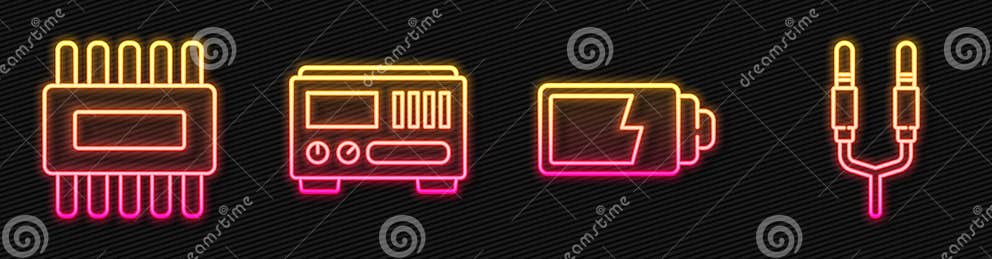 Set Line Battery Charge Level Indicator, Processor with Microcircuits CPU, Electrical Measuring ...