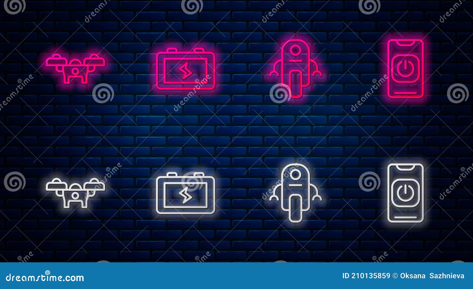 Set Line Battery, Robot, Drone and Turn Off Robot from Phone. Glowing ... Set Line Battery, Robot, Drone and Turn Off Robot from Phone. Glowing ...