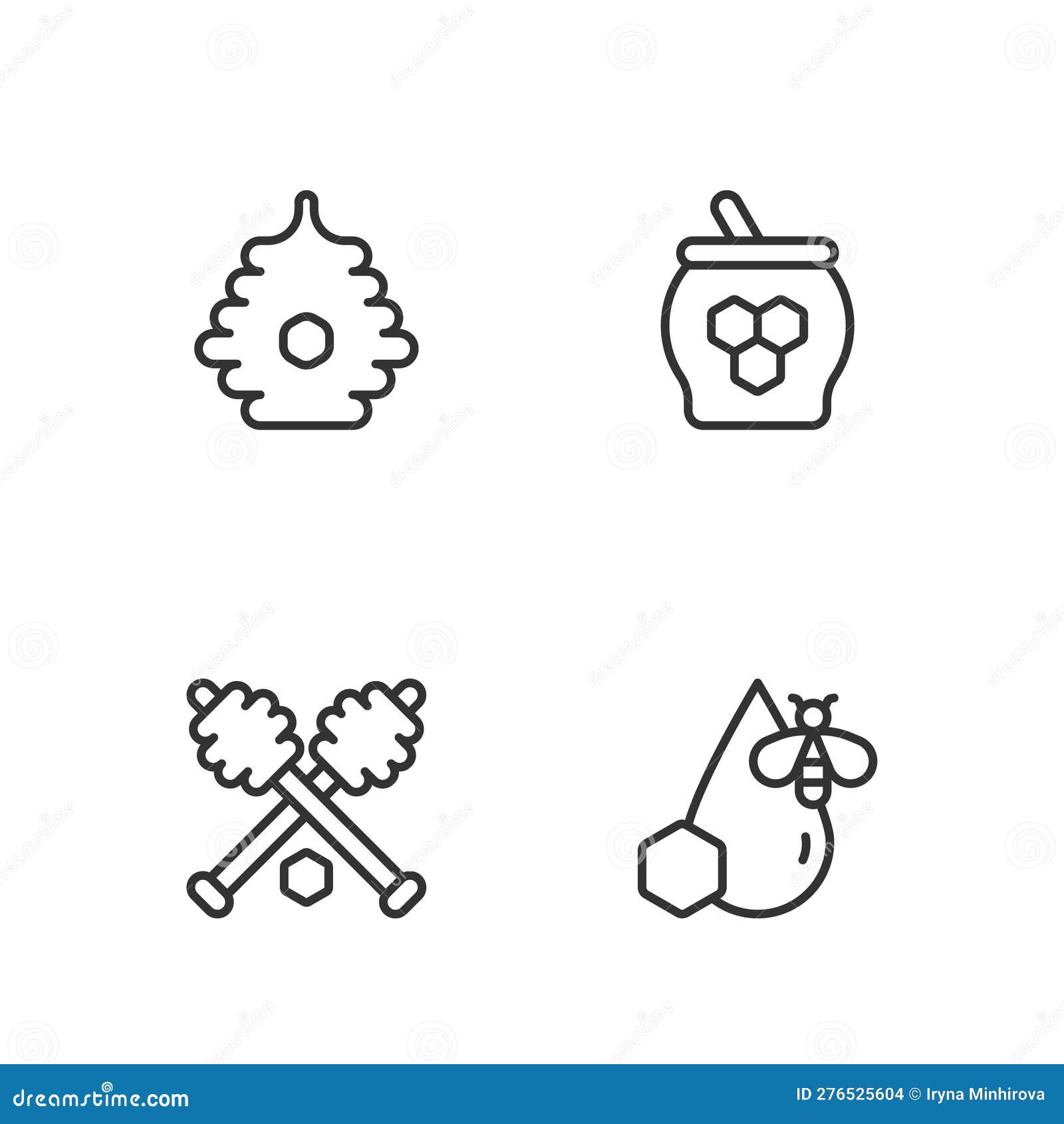 Set Line Bee and Honeycomb, Honey Dipper Stick, Hive for Bees and Jar ...