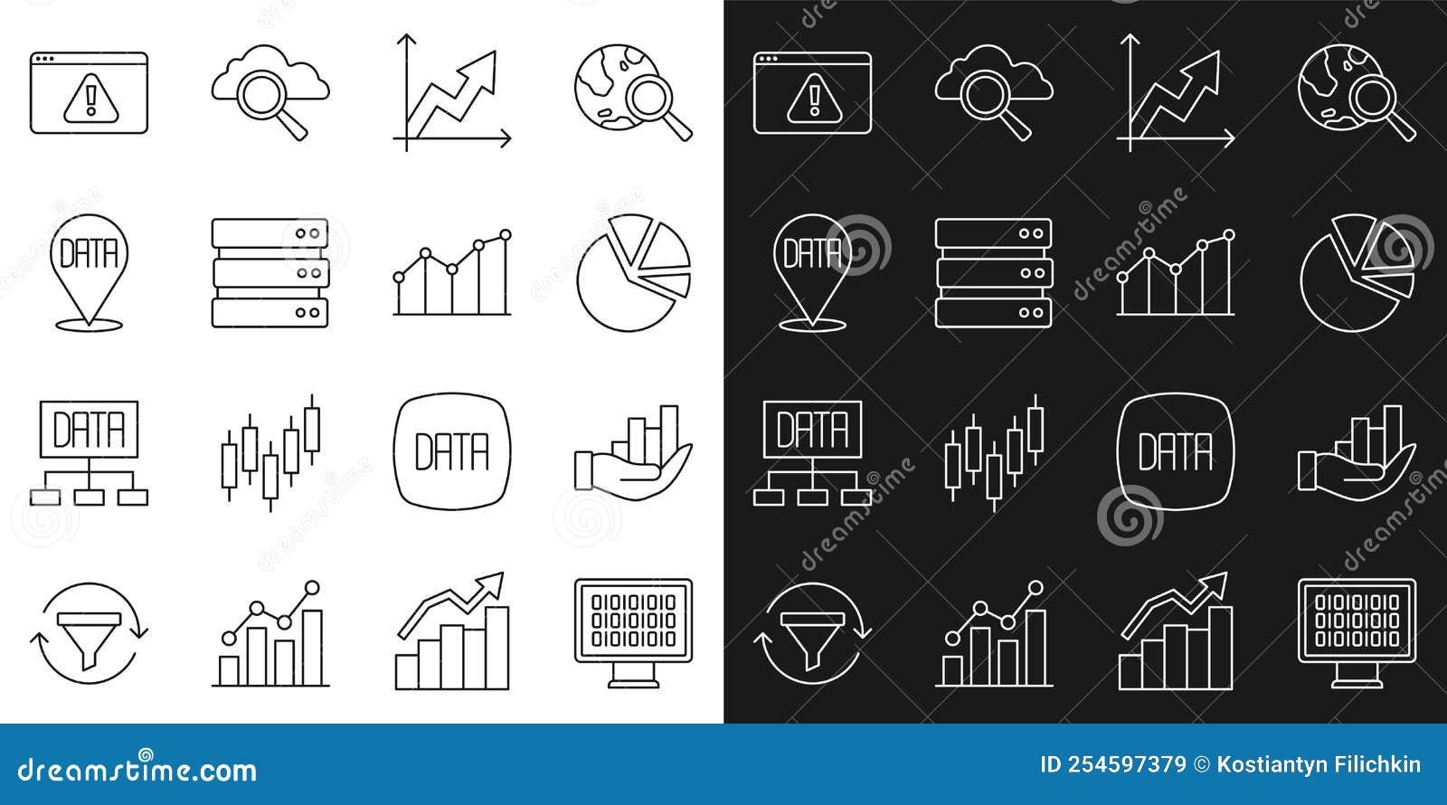 Set Line Binary Code, Pie Chart Infographic, Financial Growth, Server ... Set Line Binary Code, Pie Chart Infographic, Financial Growth, Server ...