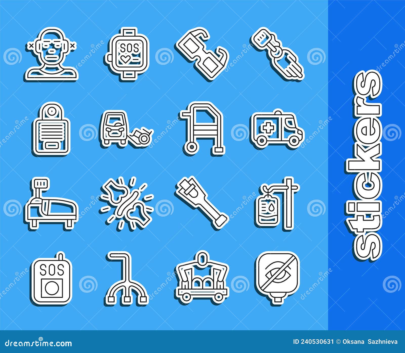 Set Line Blindness, IV Bag, Emergency Car, Eyeglasses, Disabled ...